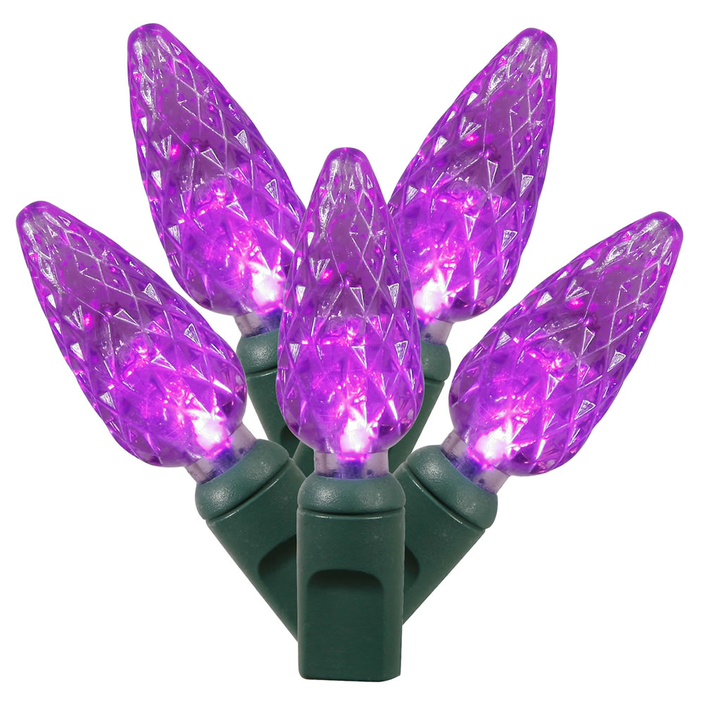 100 foot C6 LED Green Light Strand - 6 inch spacing: 200 Purple Lights ...