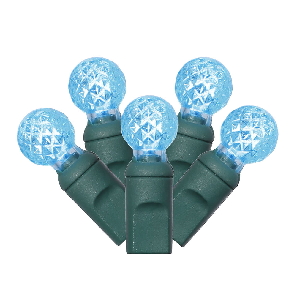 25 foot G12 LED Lights with 6 inch Spacing on Green Wire: Teal Lights ...