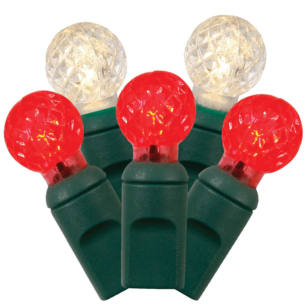 25 foot G12 LED Lights with 6 inch Spacing on Green Wire: Red-Clear ...